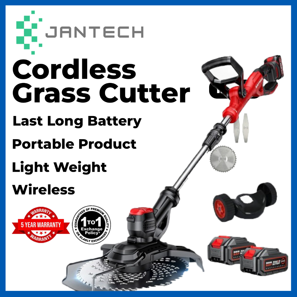 Cordless Electric Grass Cutter 388V Powerful Rechargeable Lithium Battery Grass Trimmer JANTECH ...