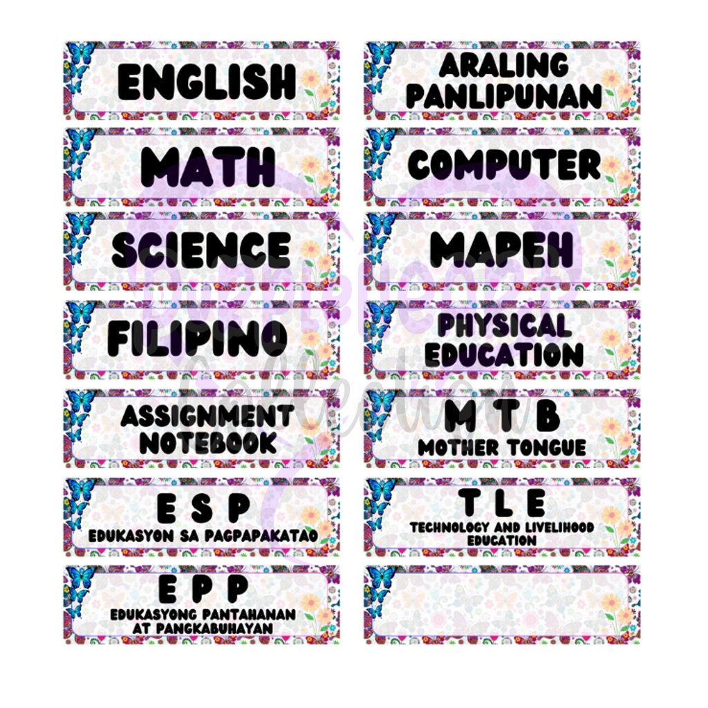 Subject Sticker for NOTEBOOK | Shopee Philippines