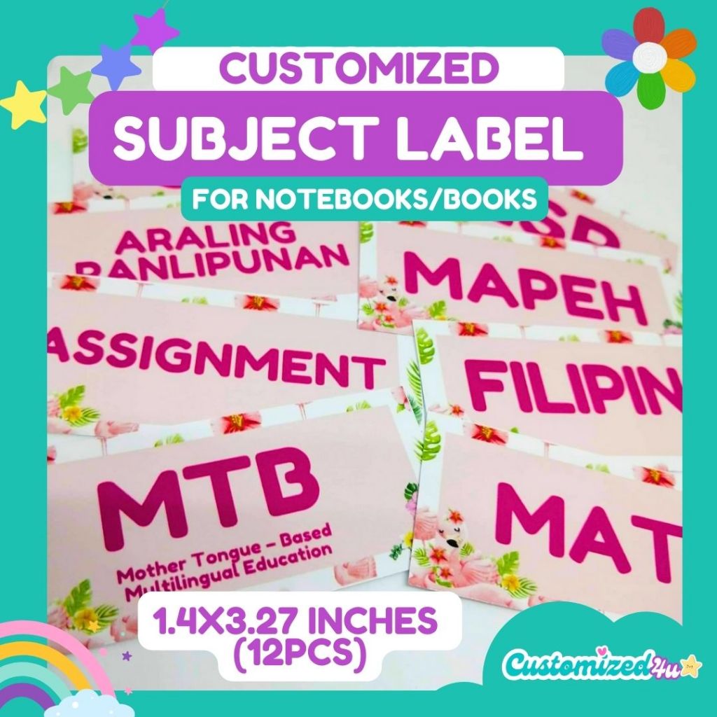 Back to School Customized Subject Sticker Label for Notebook / Books ...