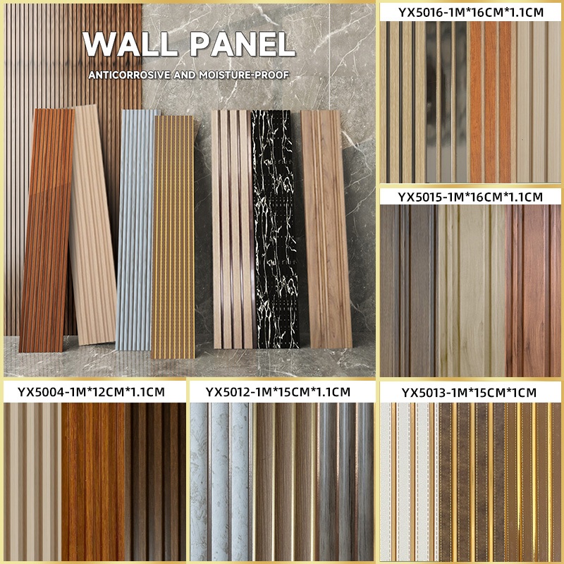 Solid Wood Panel Board Grille Design PVC Background fluted wall panel ...