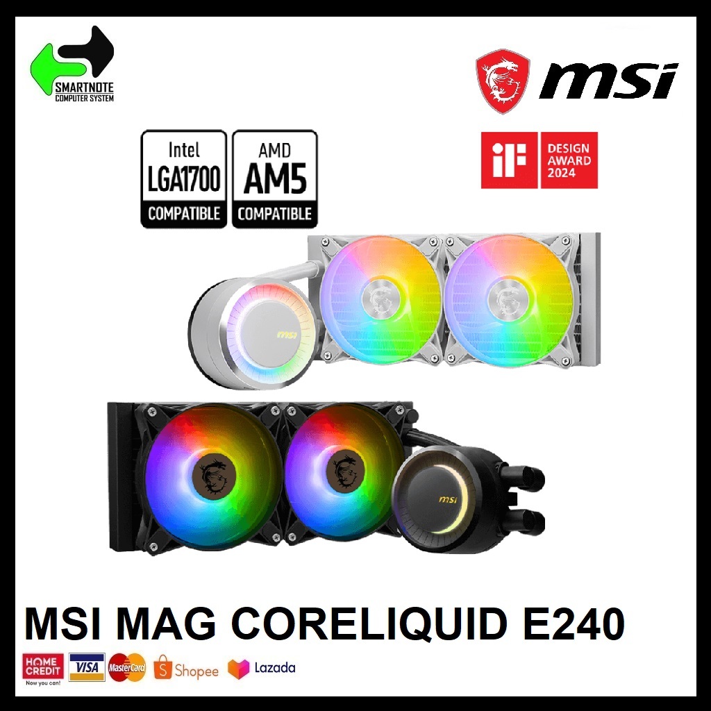 MSI LIQUID COOLING MAG CORELIQUID E240 / WHITE / BLACK | Shopee Philippines