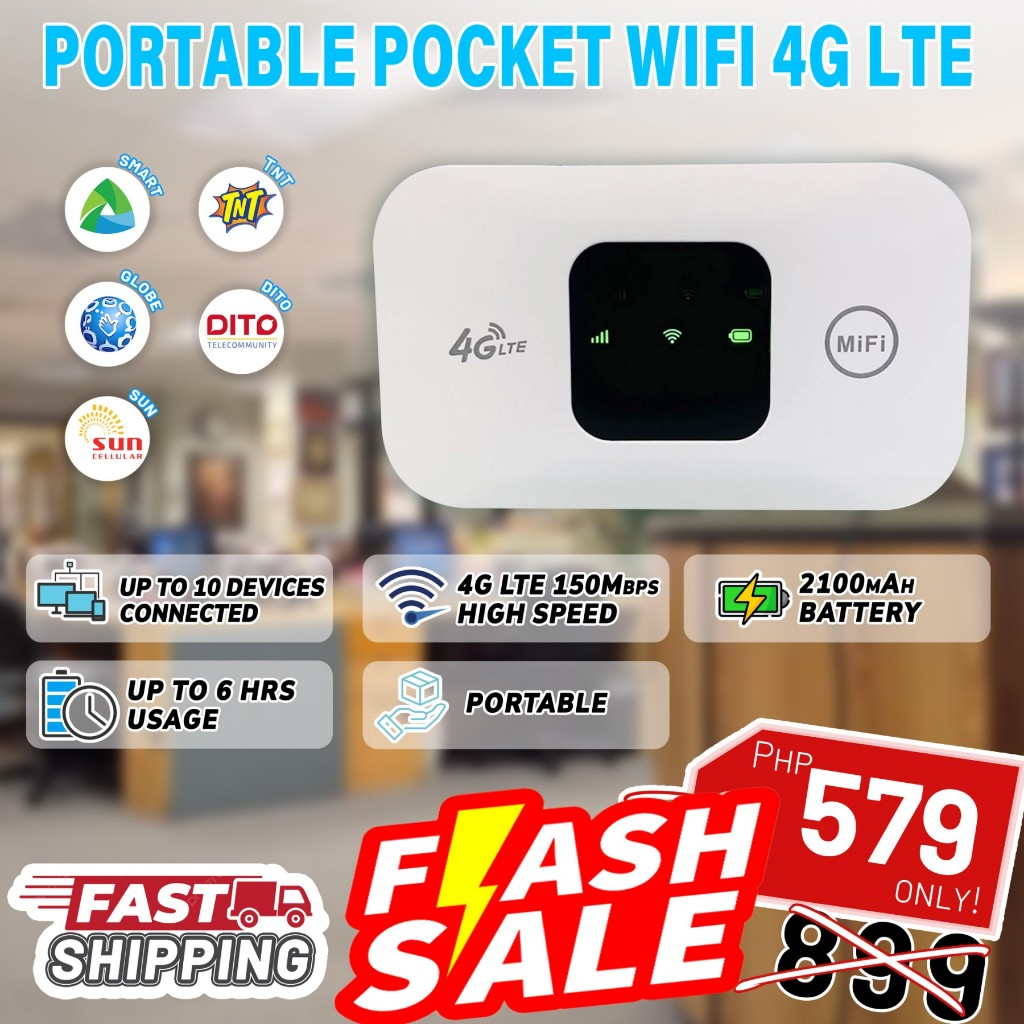 4G LTE Pocket WiFi Openline Hotspot Router Modem Universal Sim Card 150Mbps Data Travel Online ...