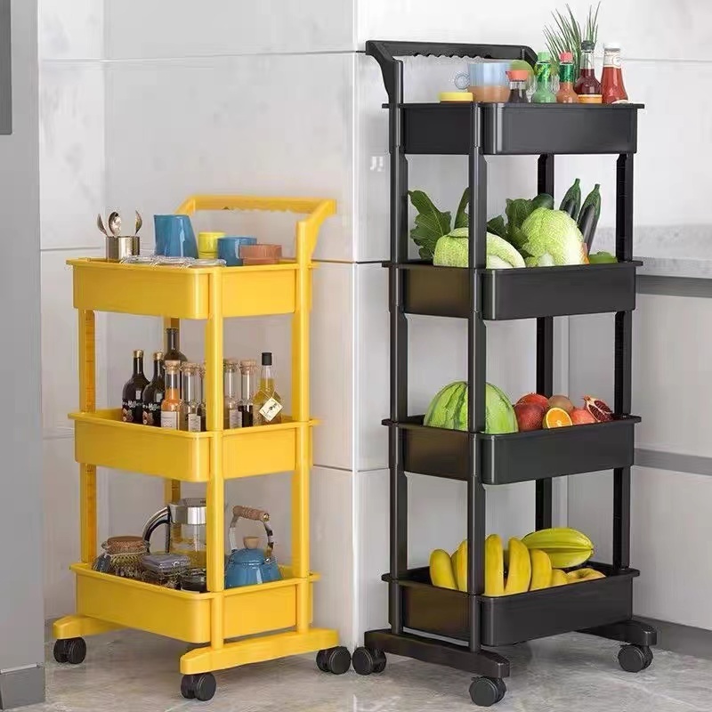 Practical Rolling Cart Kitchen 3-layer Utility Rack Trolley Shelf Cart ...