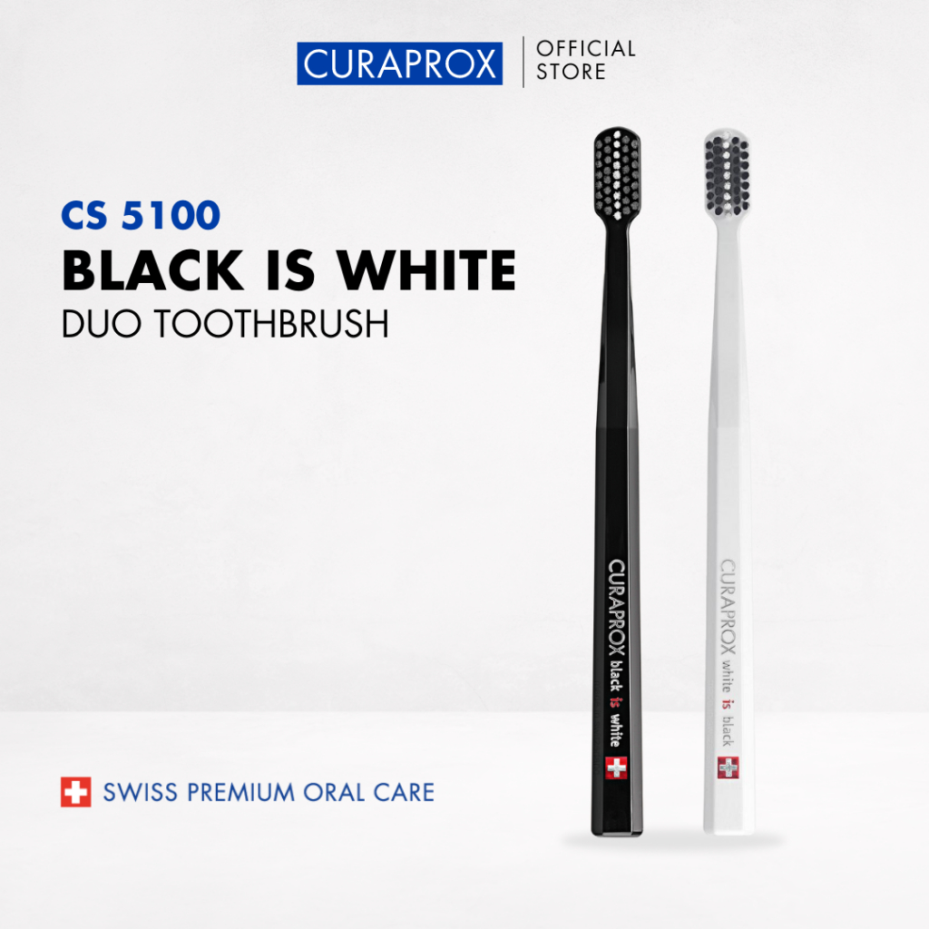 Curaprox White Is Black Toothbrush Duo Pack, 2 pcs, 5100 Curen Bristles ...