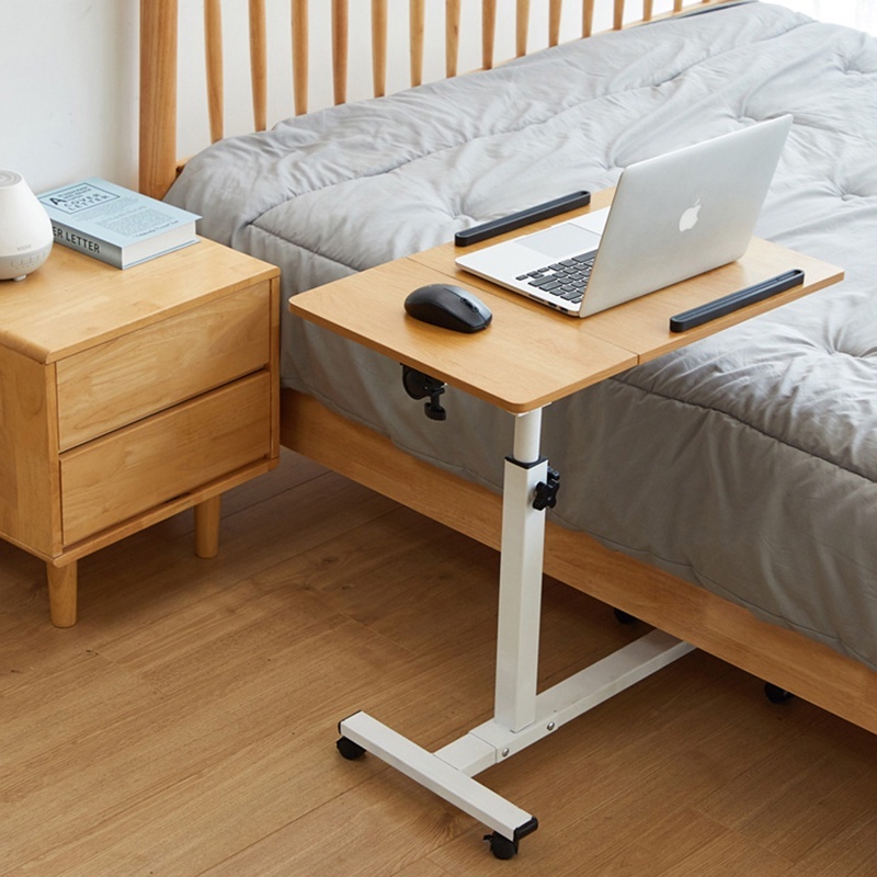 Upgraded Foldable bedside table With 4 brake wheels Adjustable height ...