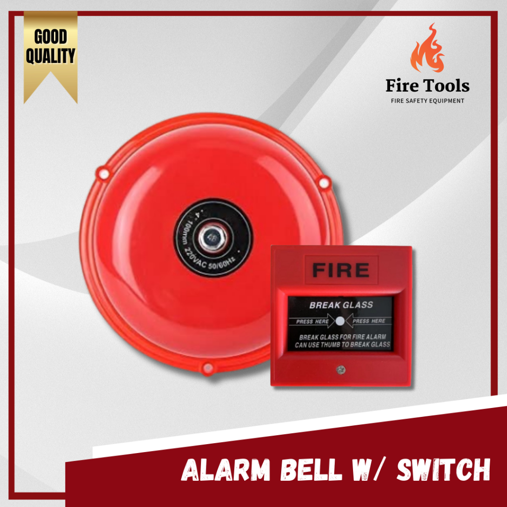 220V Fire Alarm Bell Set 4"6"8"10" With Manual Glass Switch Home Safe ...