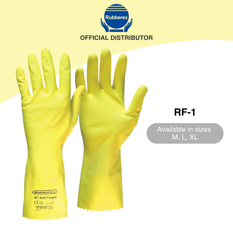 RUBBEREX Flocklined Latex Multipurpose Gloves with Cotton Lining RF1 ...
