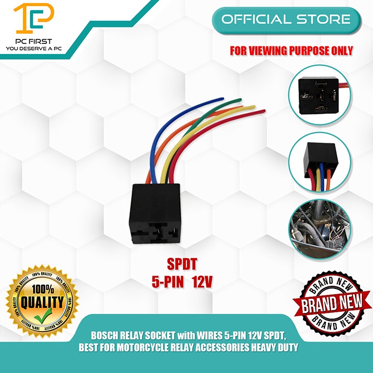 PC FIRST BOSCH RELAY SOCKET with WIRES 5-PIN 12V SPDT, BEST FOR ...