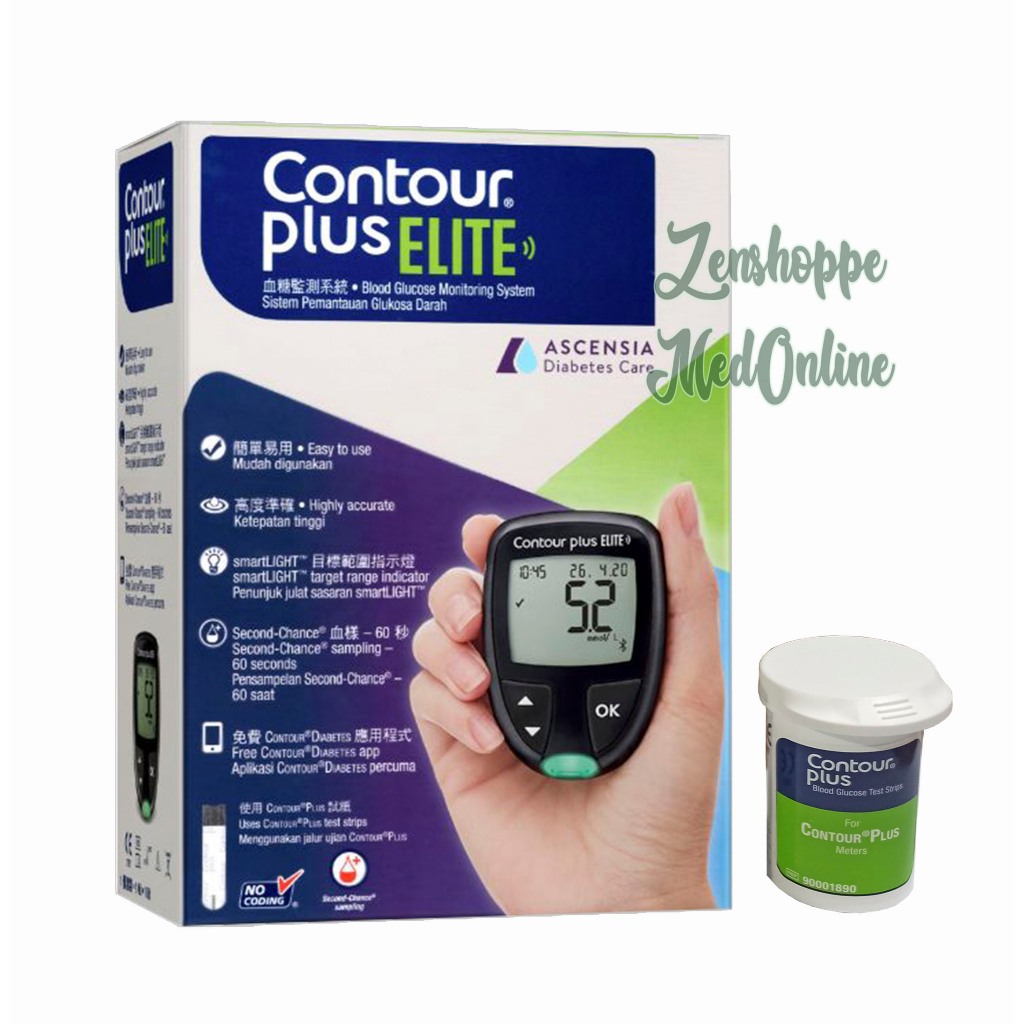 Contour Plus Elite Blood Glucose Monitor with 25 strips and 5 lancets ...