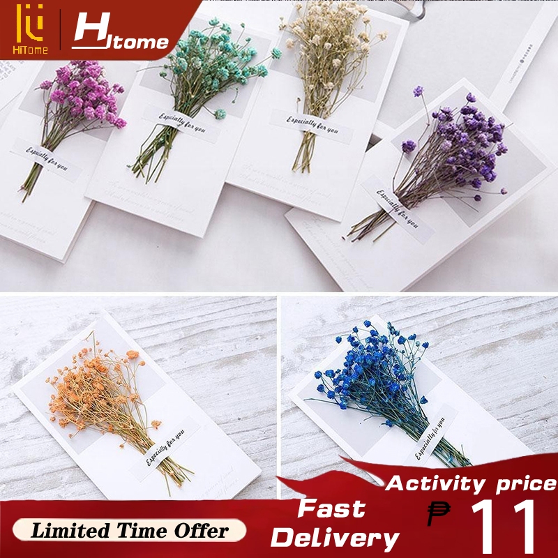 1PCS Dried Flower Blessing Card Birthday Greetings Creative DIY ...