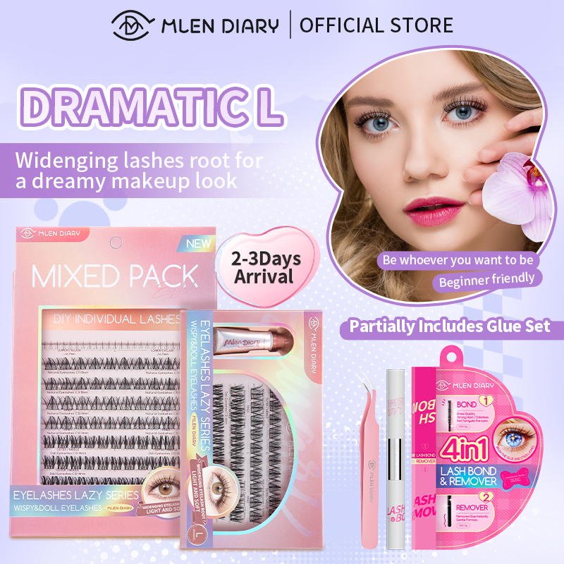 MLEN DIARY Eyelashes Extension Set DIY L-Style Individual Reusable ...