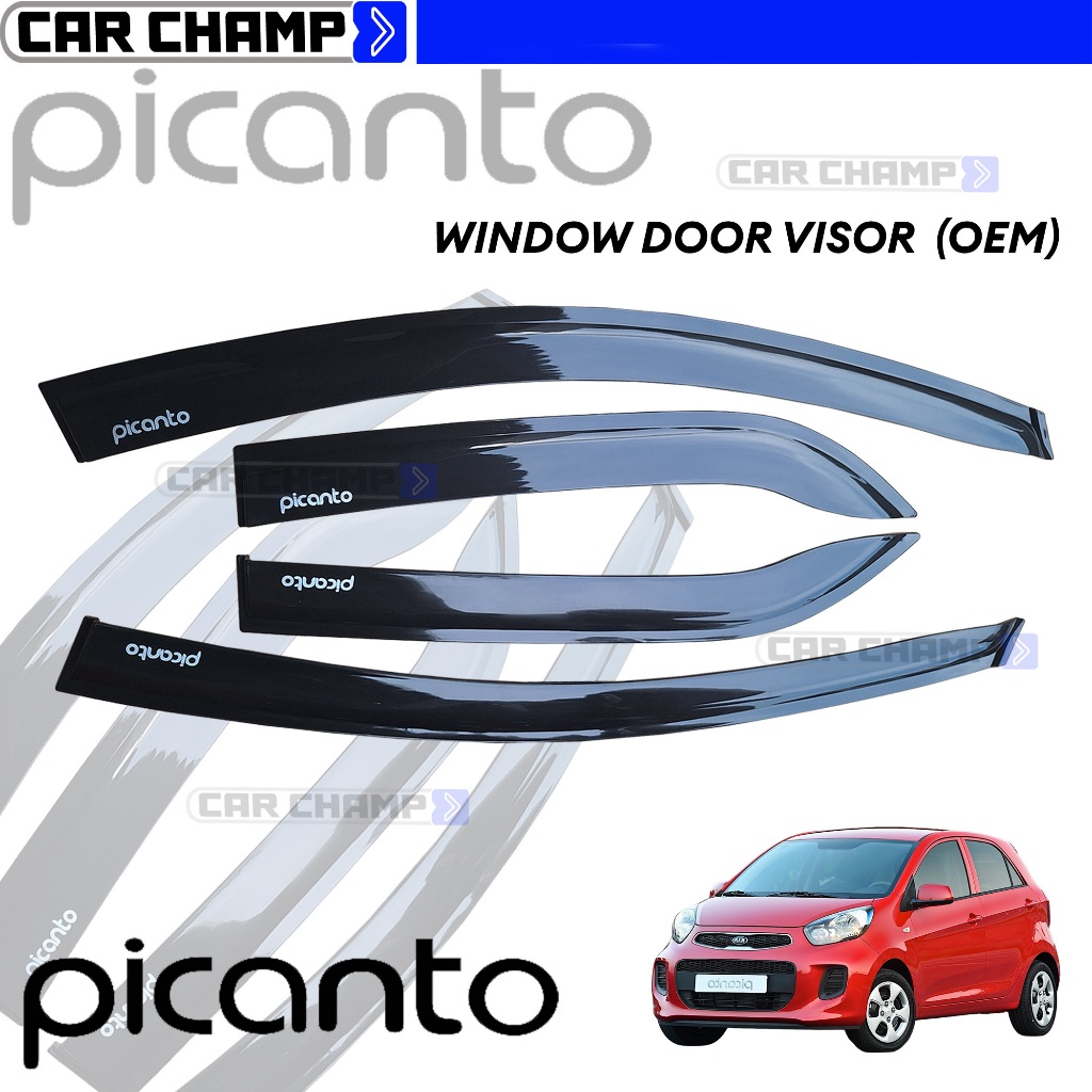 Kia Picanto 2012 - 2017 OEM / INJECTION Window Door Visor Black 2013 ...