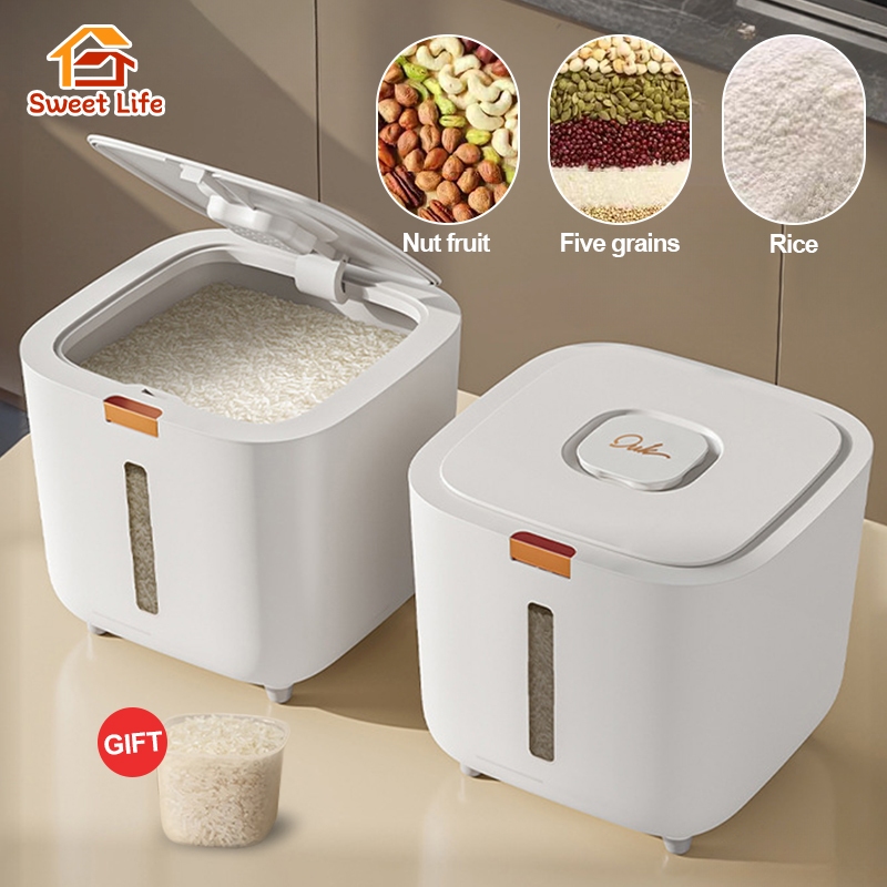10kg/5kg Rice Dispenser and Storage with Measuring Cup Insect-proof ...