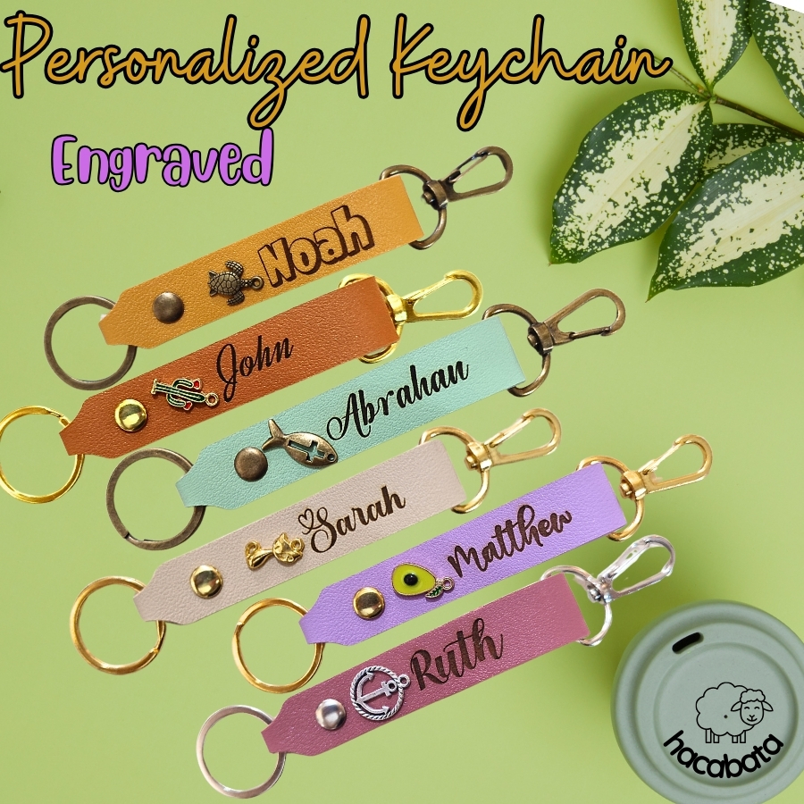 Leather Keychain/Keyholder-PERSONALIZED ENGRAVED | Shopee Philippines