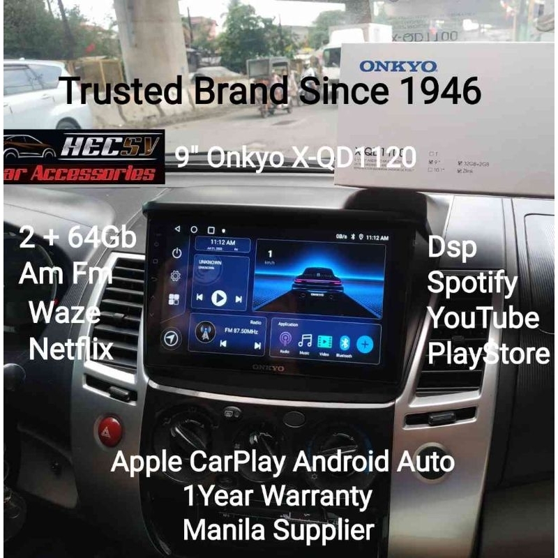 Montero 9" ANDROID AUTO APPLE CARPLAY Head Unit ONKYO Stereo 2009 to ...