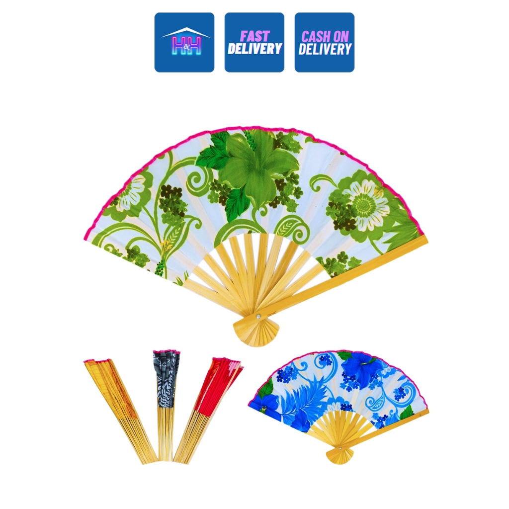 H&H Pamaypay Folding Fan - Handheld Wooden Cool Summer Abanico Pamaypay ...