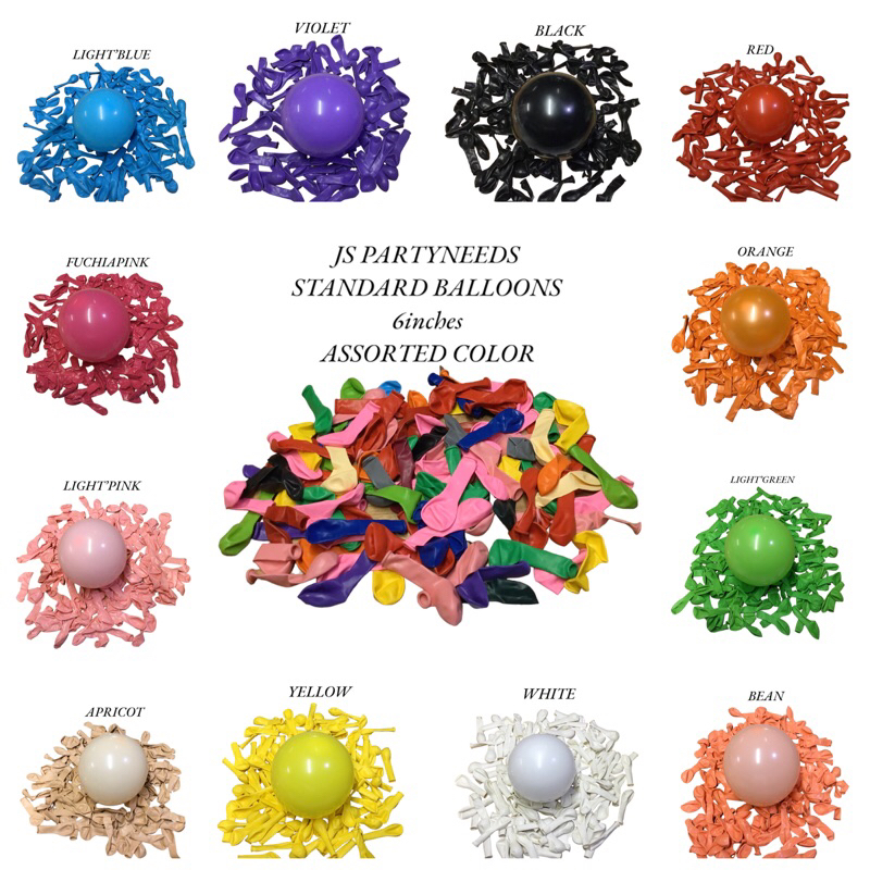 STANDARD BALLOON 6inch 25pcs and 100pcs FOR ANY OCCASION OUTDOOR ...