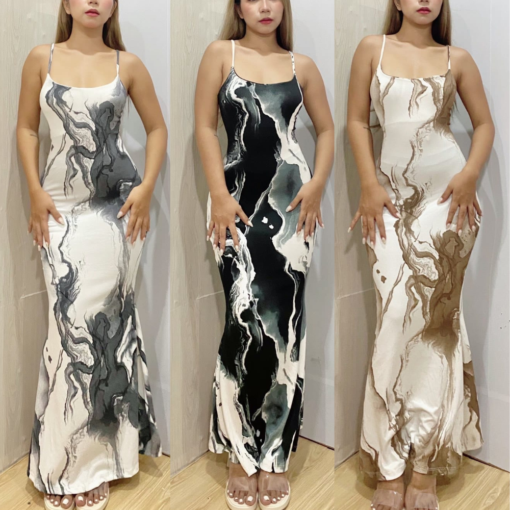 SERENA MAXI DRESS Long Bodycon Marble and Plain Dress | Shopee Philippines