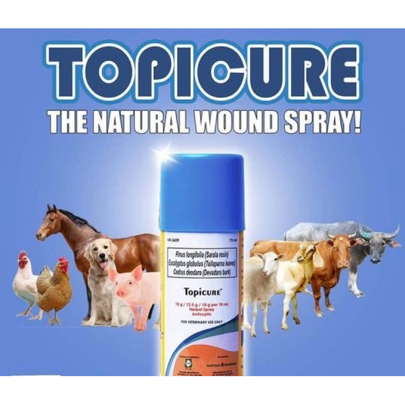 TOPICURE NATURAL HERBAL WOUND SPRAY for PET and LIVESTOCK | Shopee ...