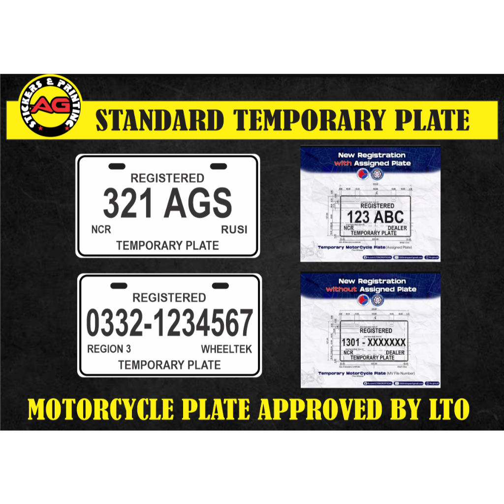 TEMPORARY PLATE (STANDARD) LTO APPROVED | Shopee Philippines