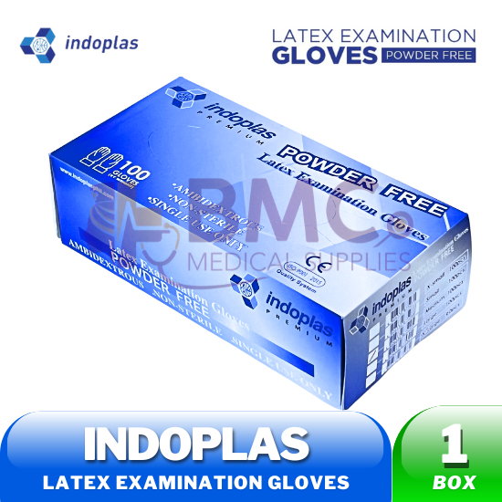Indoplas Latex Gloves Powder Free Examination Latex Gloves [100's/box ...