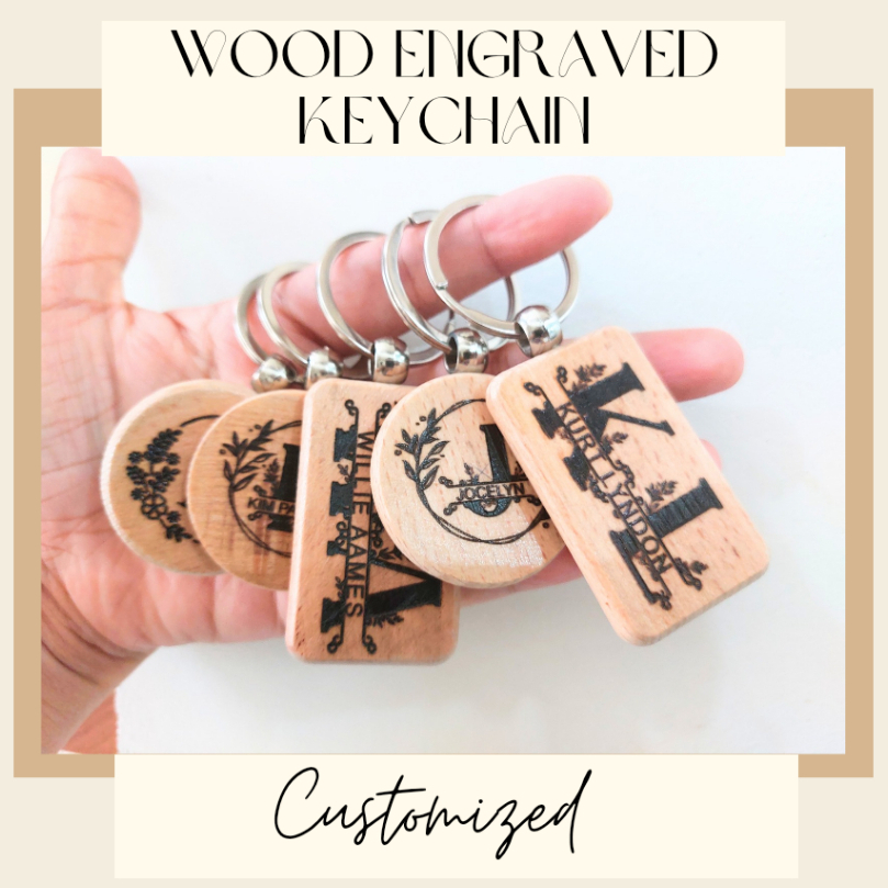Wood Engraved KeyChain Personalized Customized Gift | Shopee Philippines