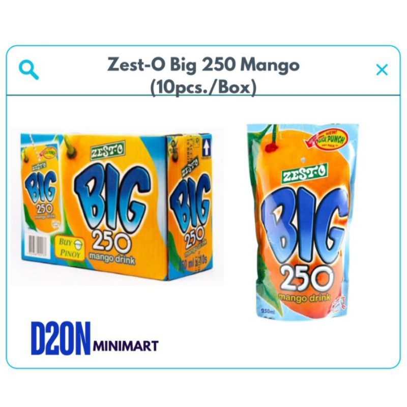 ZEST-O BIG 250 MANGO Healthy Juice Drink 250 ml x 10 pieces | Shopee ...