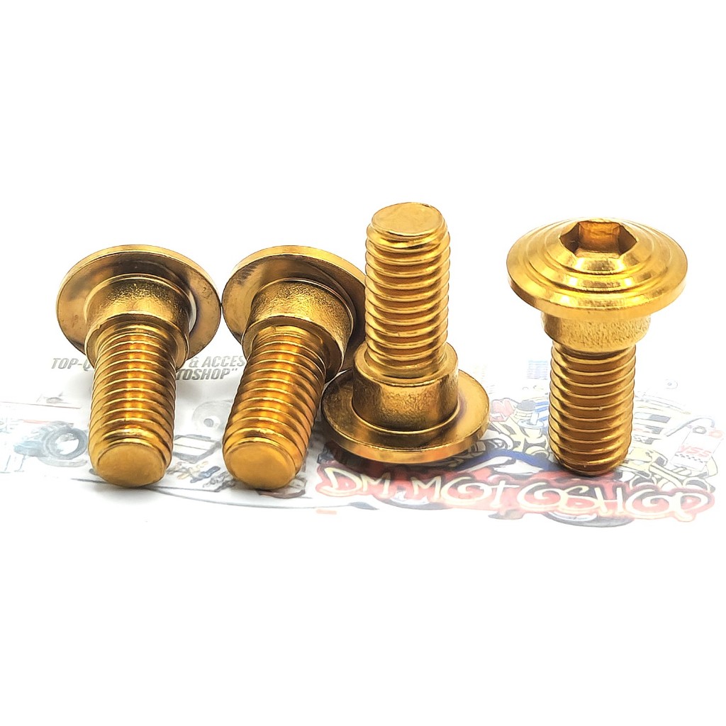 RotorLock Motorcycle Disc Brake Bolt Set - Gold White, 8x20mm - Fits ...