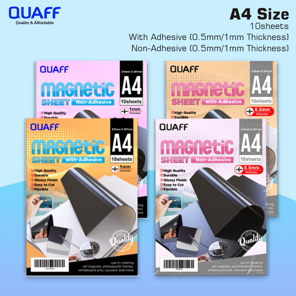 QUAFF Magnetic Sheets A4 - 4R Size (10 pcs per pack) (Plain or W/ Sticker) | Shopee Philippines