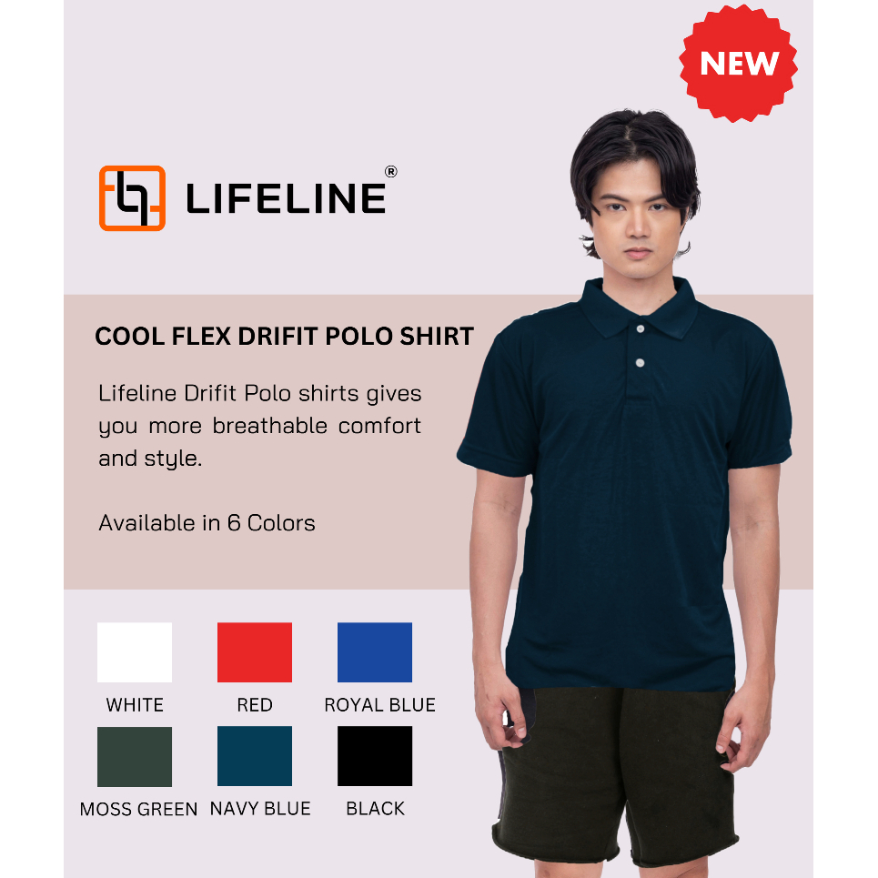 Lifeline Cool Flex Drifit Polo Shirt (White | Red | Royal Blue | Moss ...