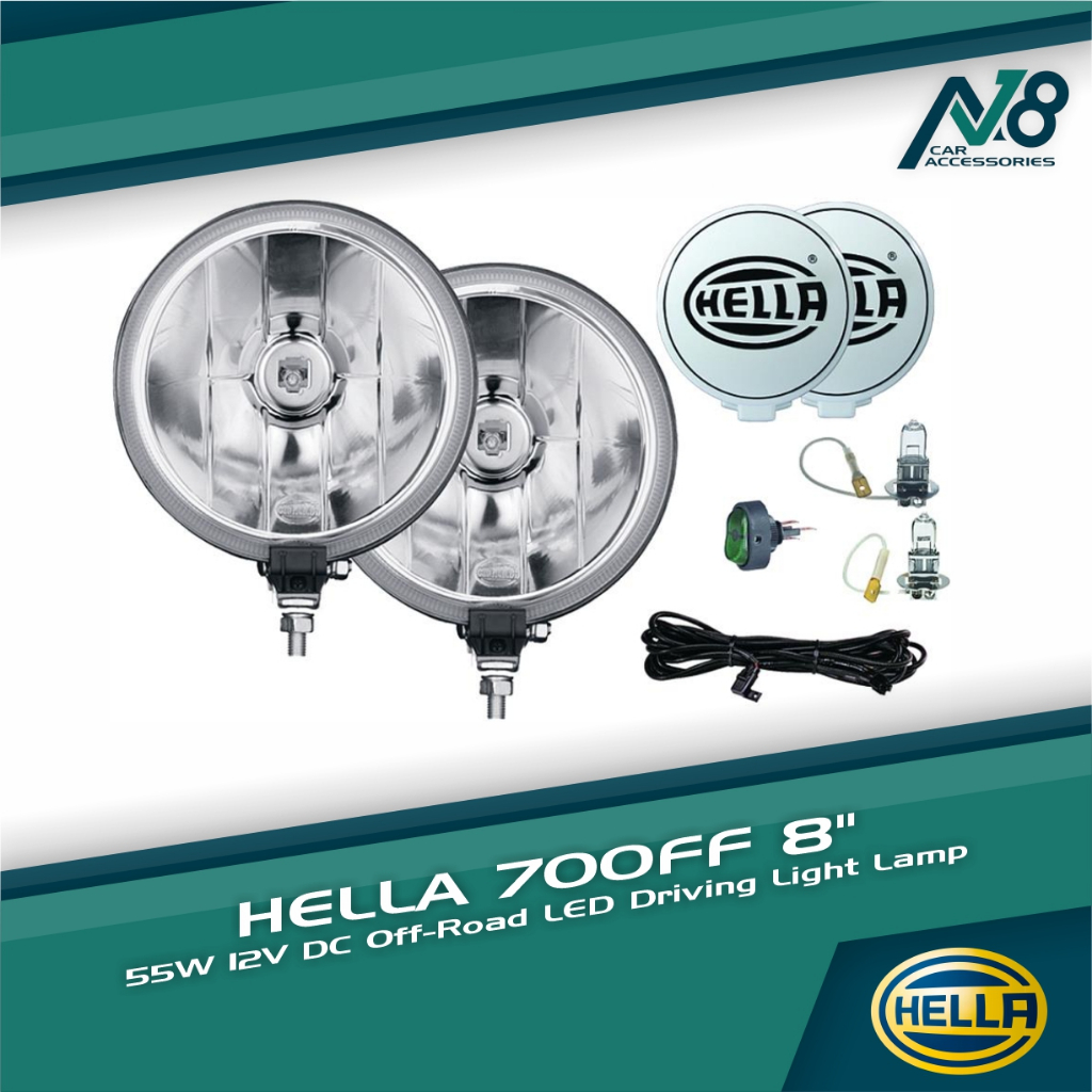 HELLA 700FF Foglamp Off-Road Driving LED Lamp 8" Pair with Hella Cover ...