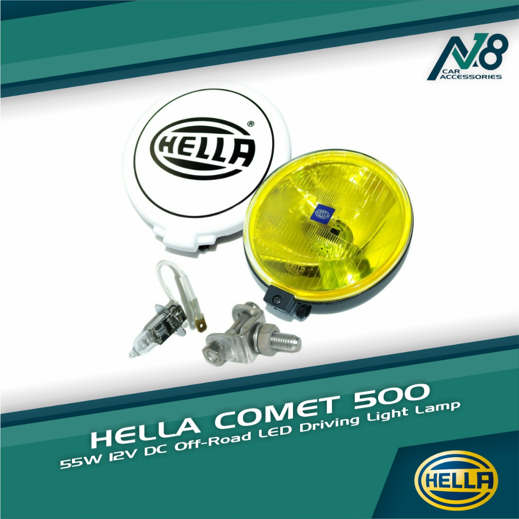 HELLA Comet 500 Yellow Foglamp Off-Road Driving LED Lamp Pair with ...