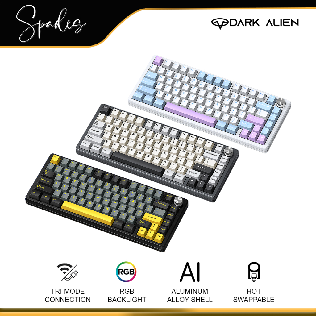 Dark Alien R83 Aluminum CNC Three Modes Mechanical Keyboard Bluetooth 2 ...