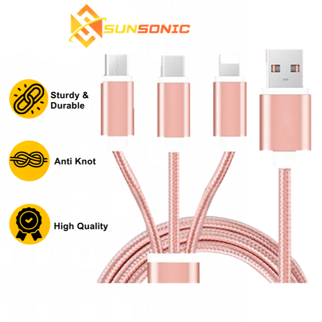 Sunsonic 3 In 1 3.0A Charging USB Cable | Shopee Philippines