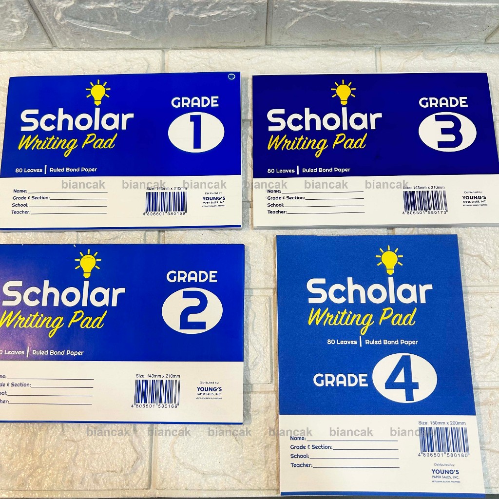 5 PADS SCHOLAR Writing Grade Pad 1 2 3 4 (SCHOOL OFFICE SUPPLIES ...
