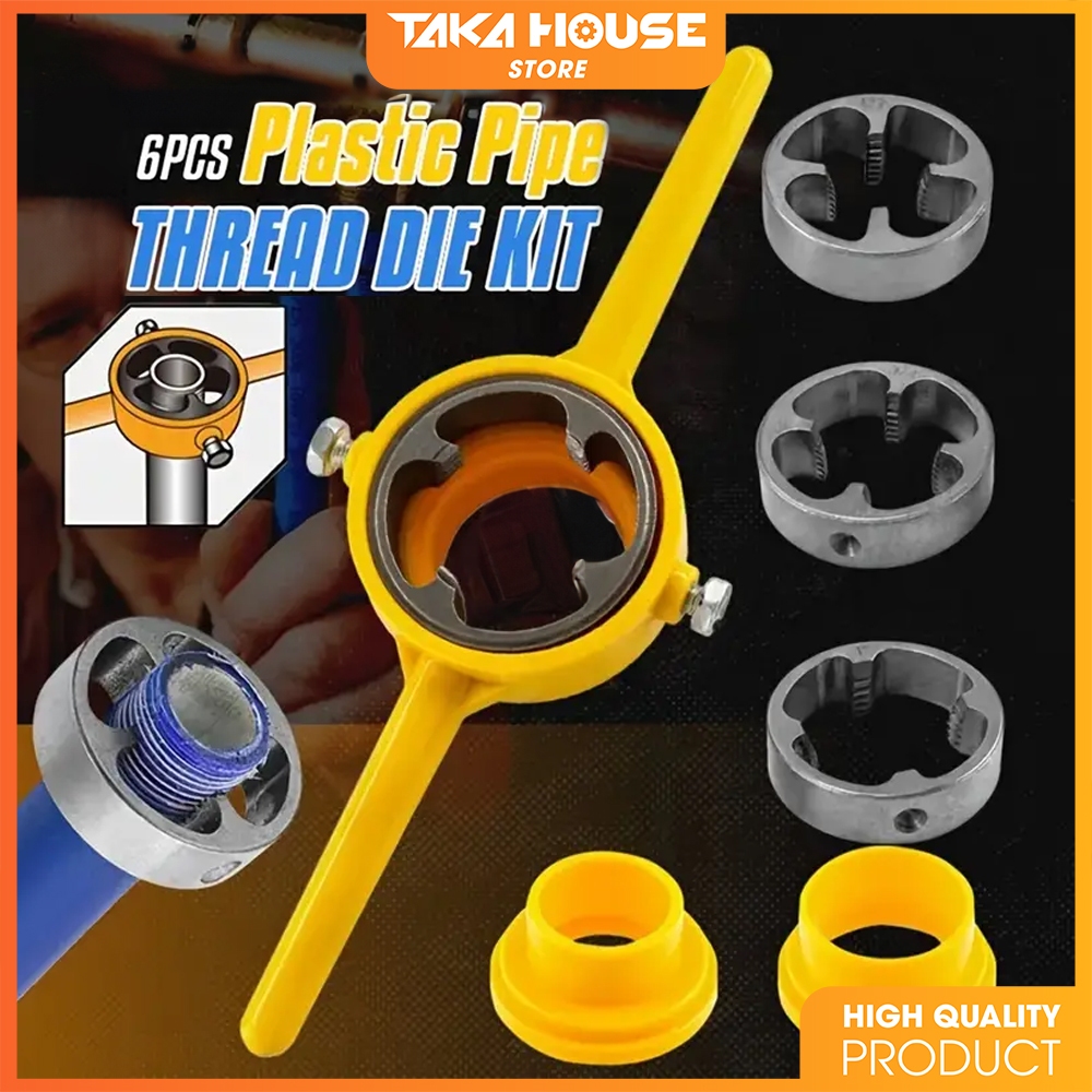 6 PCS Plastic Pipe Thread Die Kit - Threading For Plastic Pipes In ...