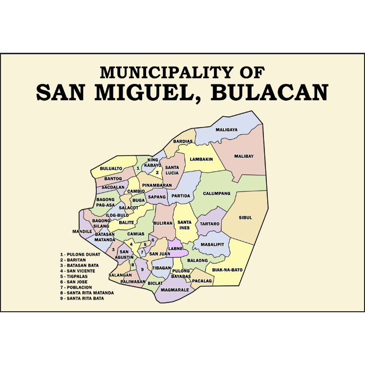 San Miguel Bulacan Map Waterproof A4 Laminated Chart | Shopee Philippines