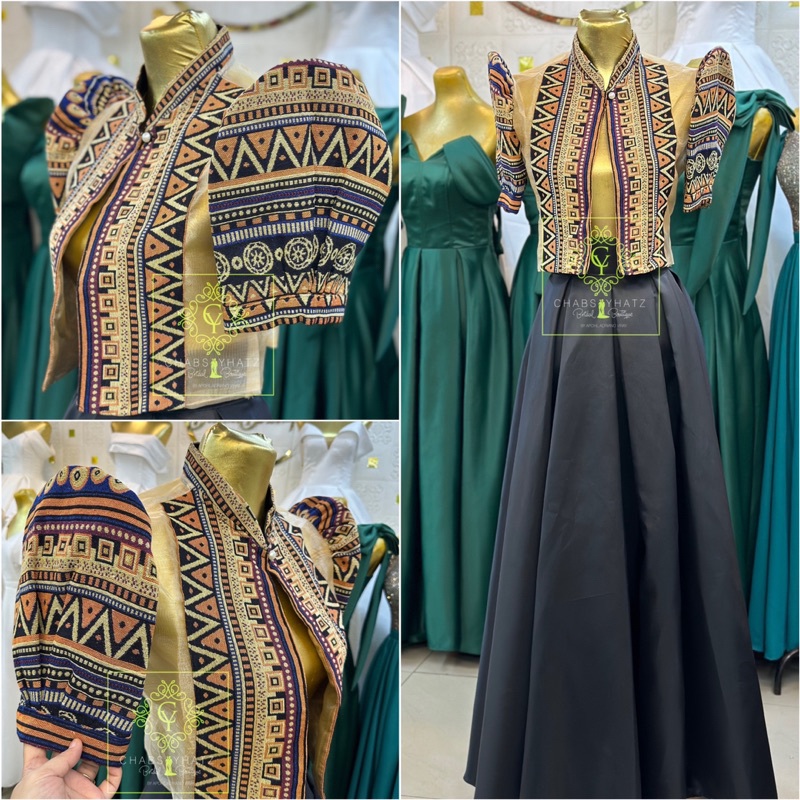 Bolero Modern Filipiniana Ethnic yellow Popsleeve and skirt for ...