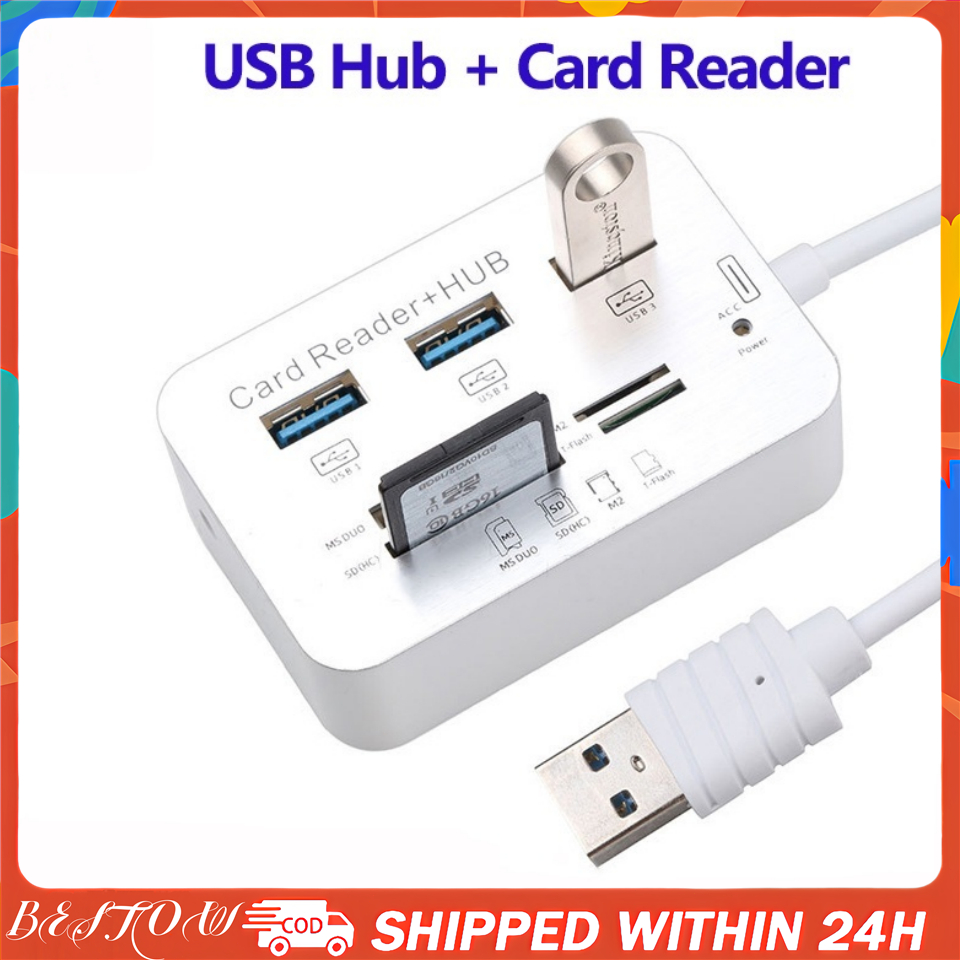 Card Reader All In One USB Port Extension USB Hub SD/TF/MS/M2 Memory ...