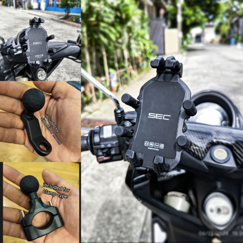 Sec cellphone holder anti theft free clamp and side mirror mount ...