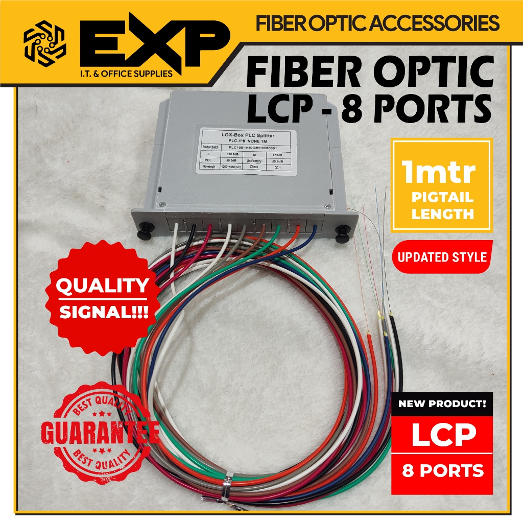 FIBER OPTIC | LCP (8 PORTS) CASSETTE TYPE | PURE PIGTAIL | FUSION TYPE | HIGH QUALITY | 1.2 ...
