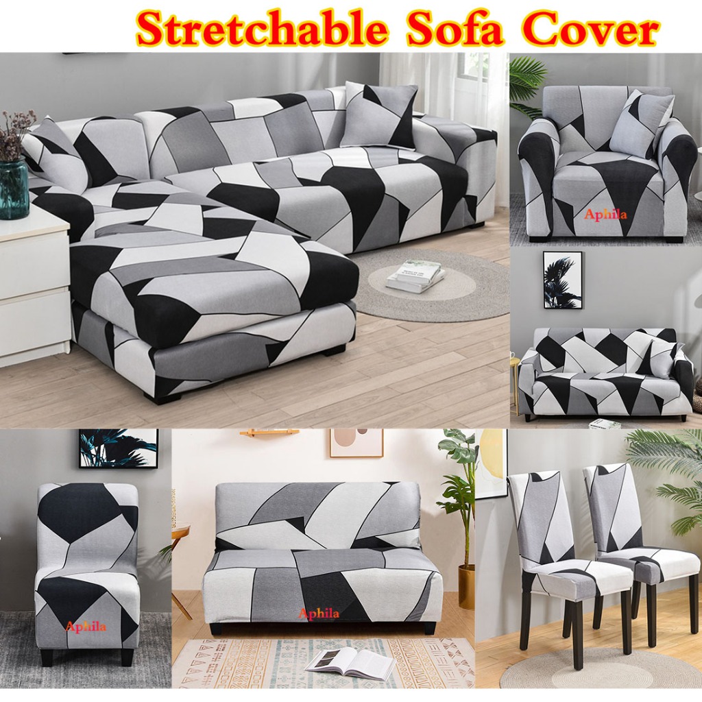 Aphila Stretchable 1/2/3/4 Seater Sofa Cover Armless Sofa Cover Single ...
