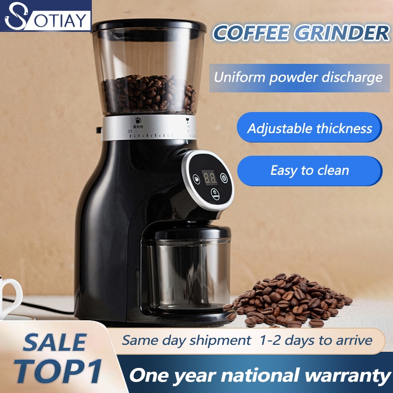 Electric Coffee Bean Grinder Display Screen Home Commercial Espresso ...