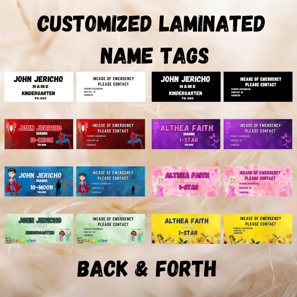 Customized Laminated Name Tags with Lace | Shopee Philippines