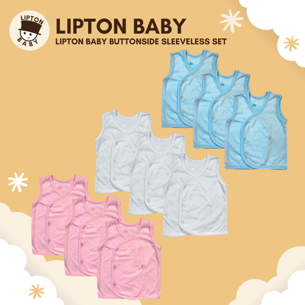 Lipton Baby Button-Side Sleeveless Top (Set of 3) White/Blue/Pink ...