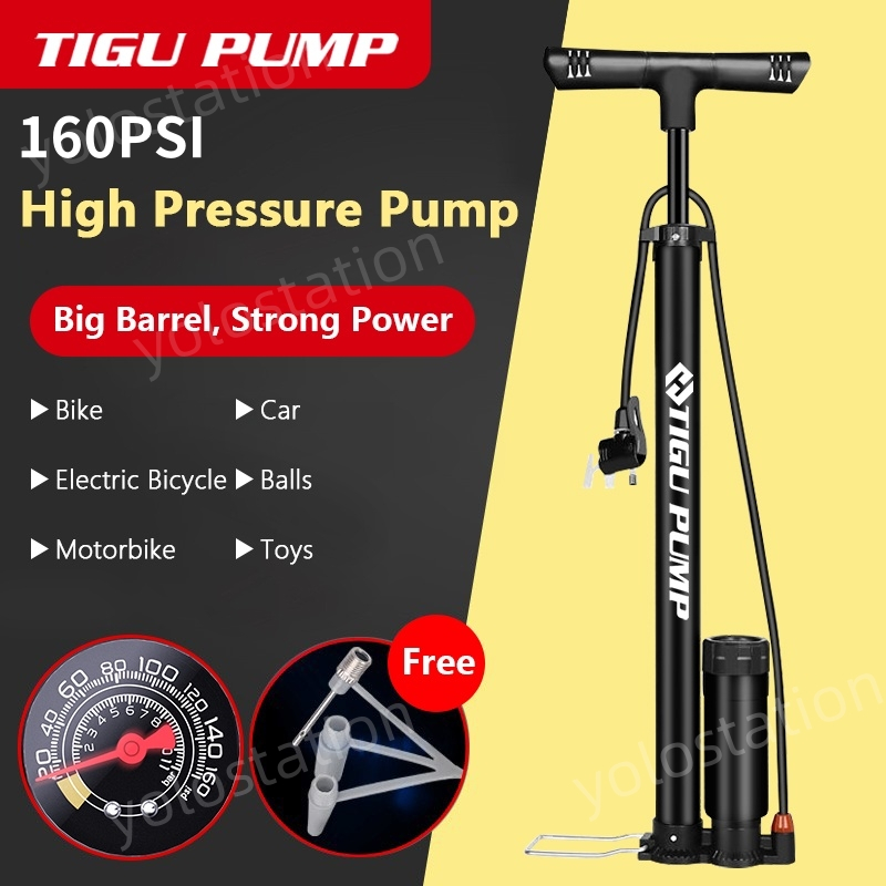 TIGU Bike Pump Balls Tire High Pressure Pump Air Inflator Motorcycle Pump With 160 PSI Air Pump ...