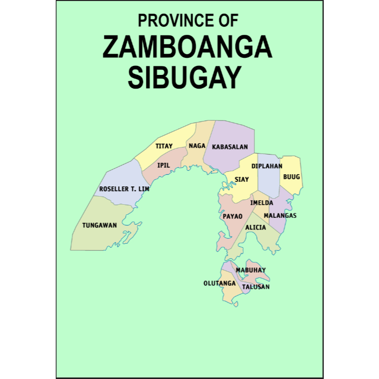 Zamboanga Sibugay Province Map Waterproof A4 Laminated Chart | Shopee Philippines