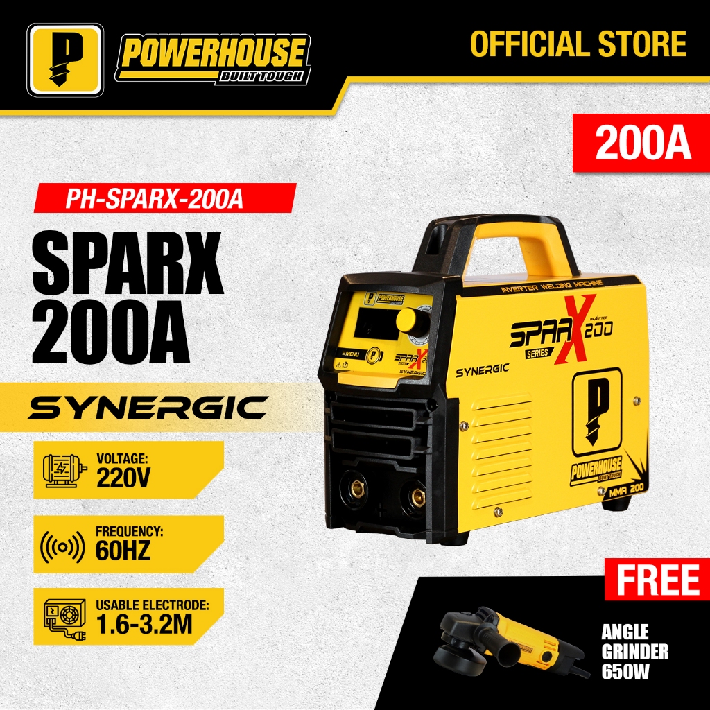 FREE GRINDER Powerhouse SPARX MMA Welding Machine Synergic ARC IGBT ...