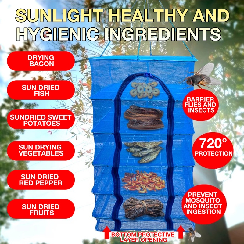 Hawesta Drying Net For Fish Meat Food Hanging Drying Fish Net Foldable ...