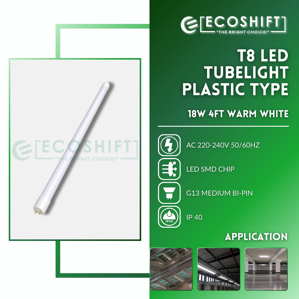 Ecoshift 9W 18W T8 LED Tube Light Plastic Type ECO-SDP | Shopee Philippines